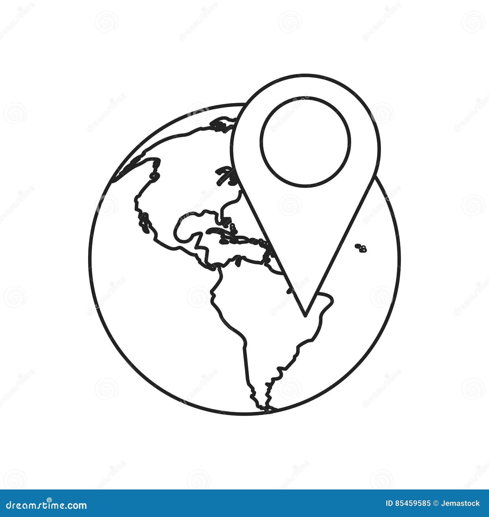 World Global Pointer Map Direction Thin Line Stock Vector ...