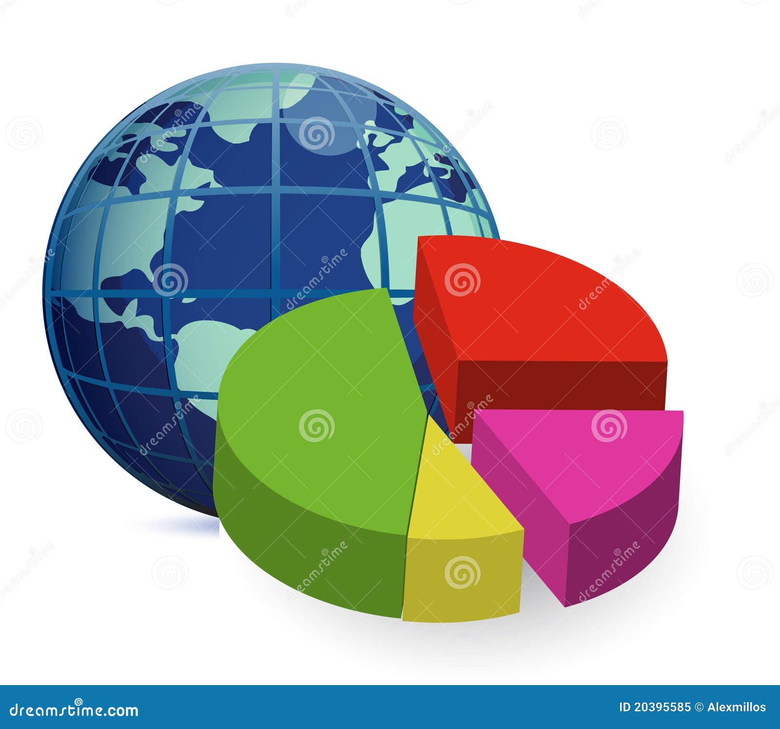 World Globe and a 3D Global Financial Stock Illustration - Illustration ...