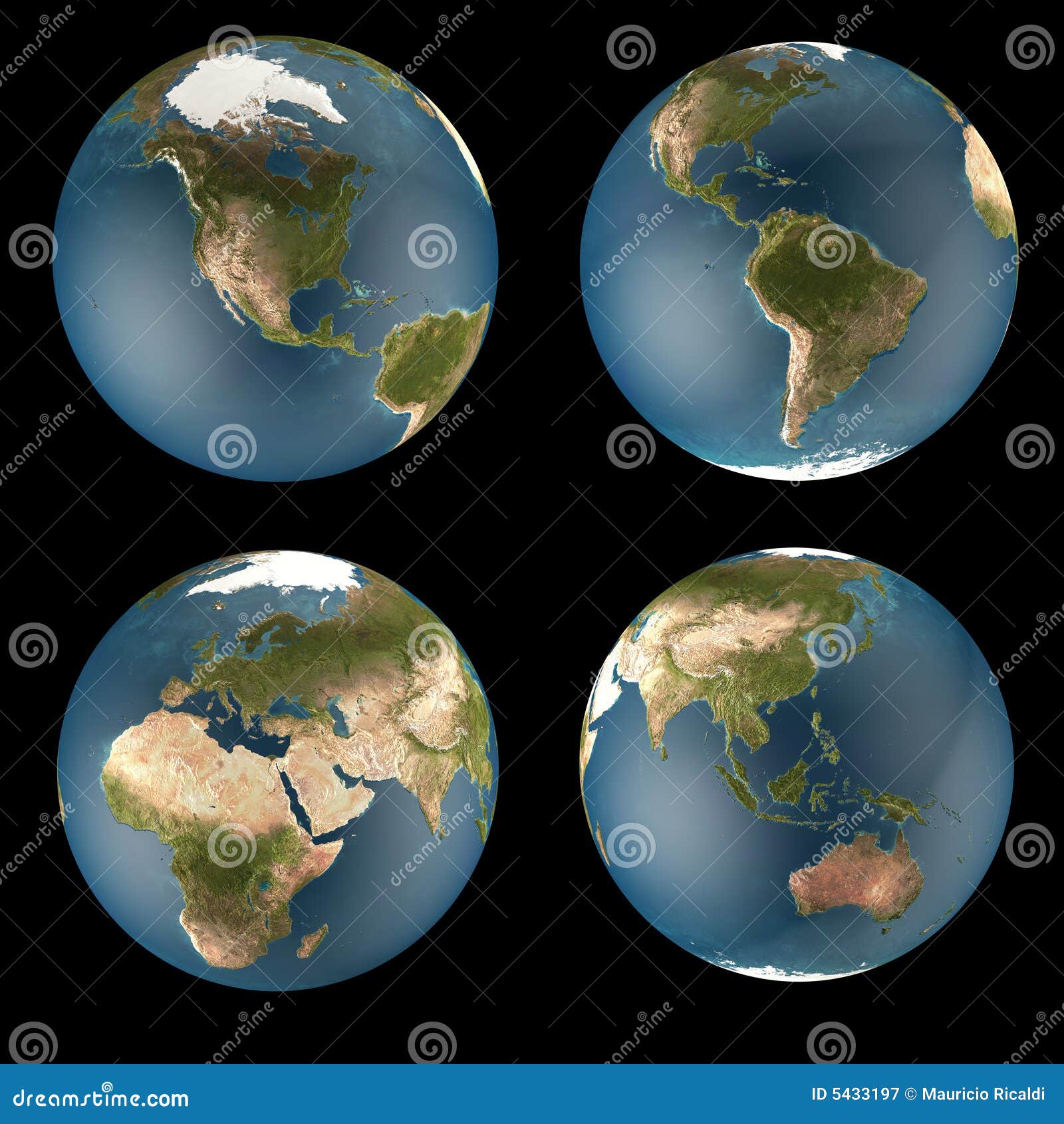World Globe 4 views stock illustration. Illustration of render - 5433197