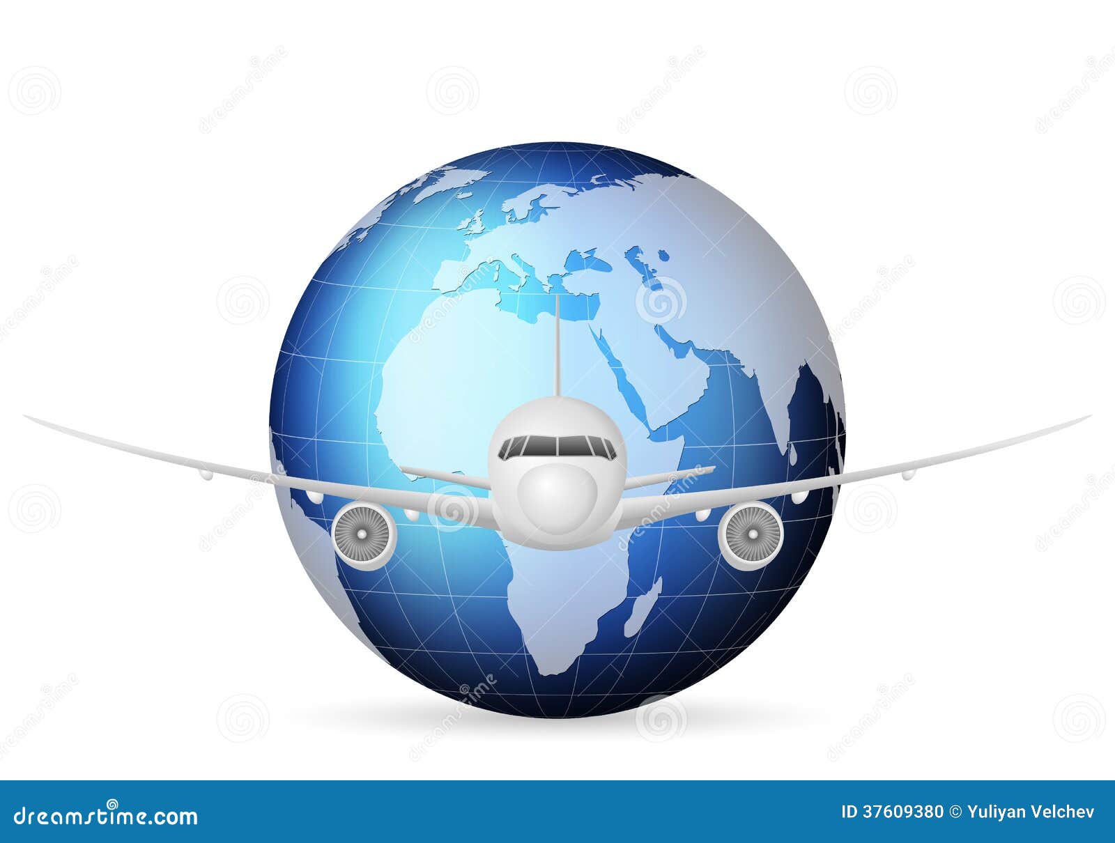 World globe and airplane stock vector. Illustration of travel - 37609380