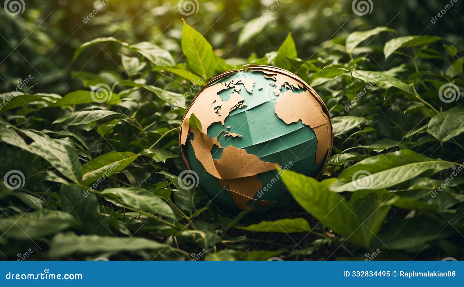 World Globe Around Green Foliage. a Symbol of Concern for the ...