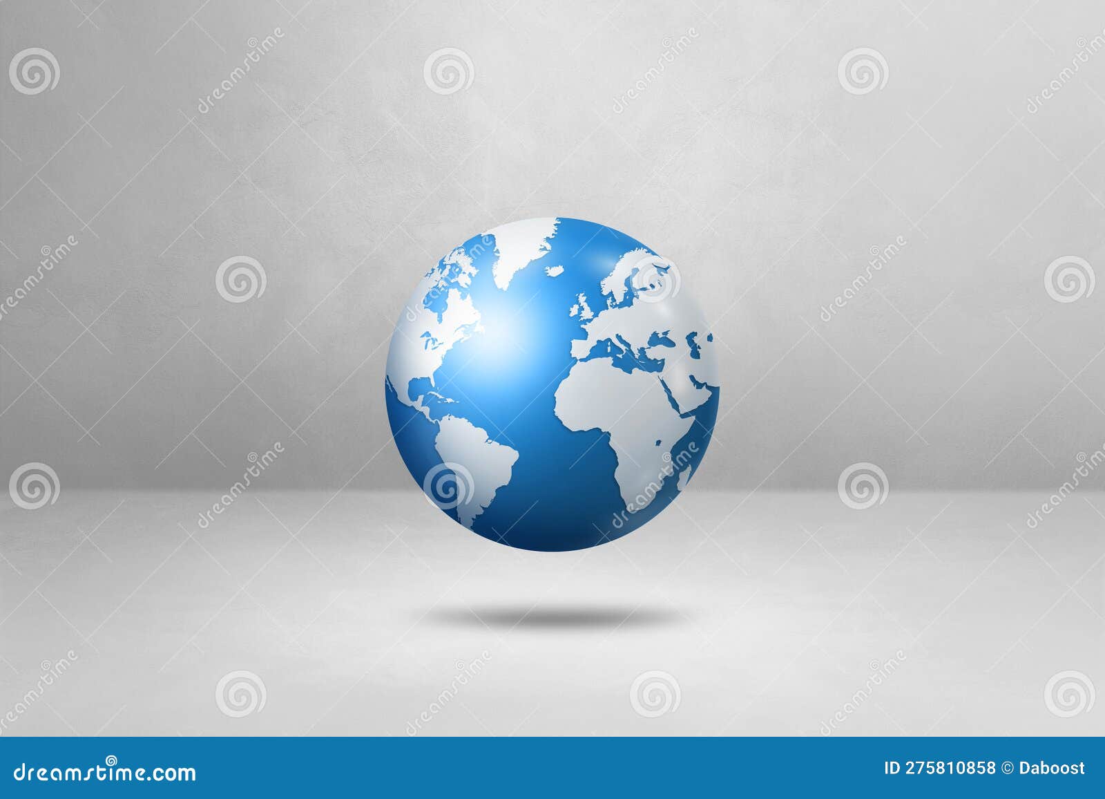 World Globe, Blue Earth Map, Isolated on White. Horizontal Background ...