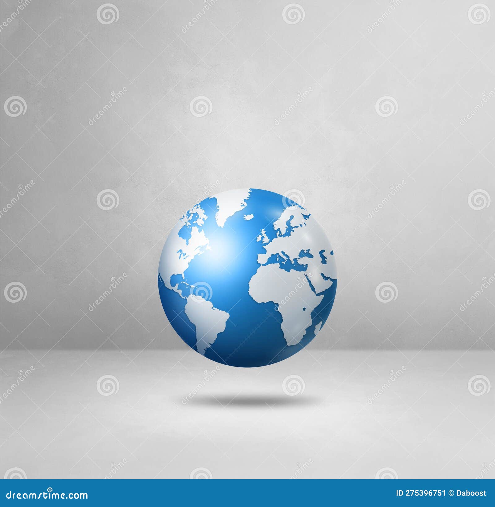 World Globe, Blue Earth Map, Isolated on White. Square Background Stock ...