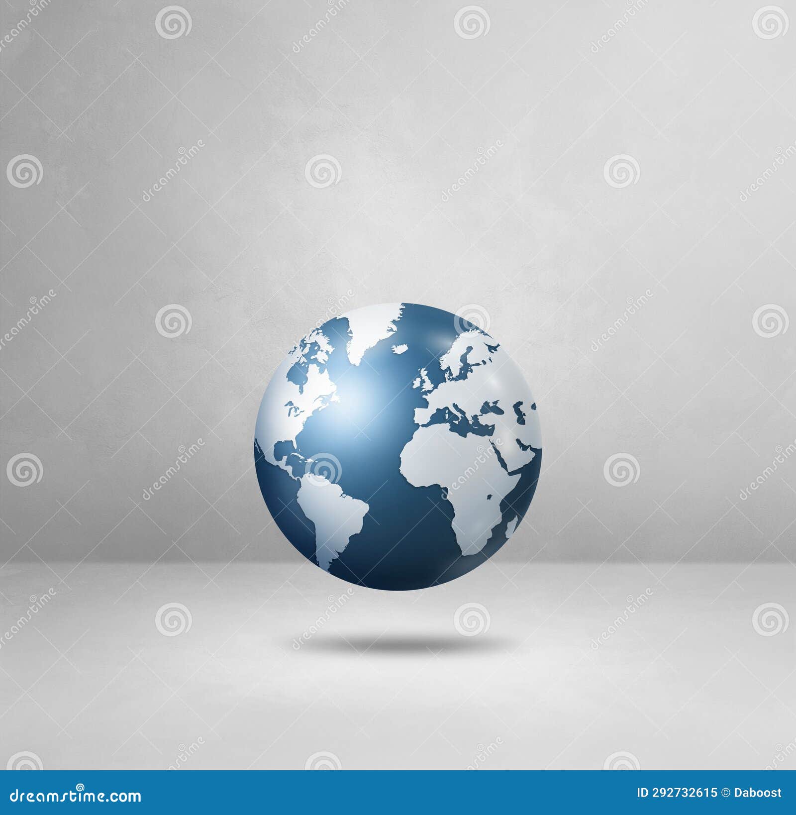 World Globe, Blue Earth Map, Isolated on White. Square Background Stock ...