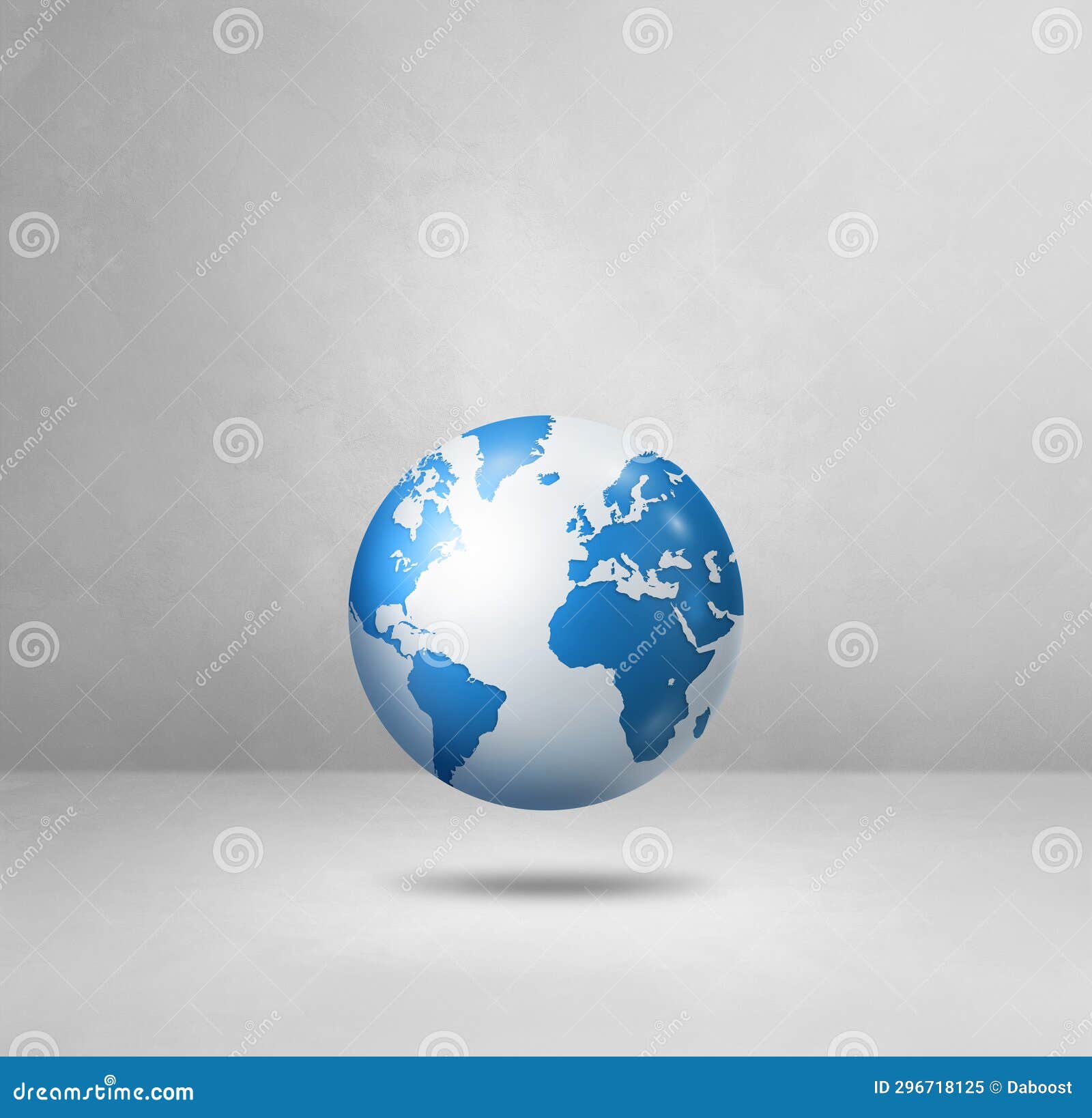 World Globe, Blue Earth Map, Isolated on White. Square Background Stock ...