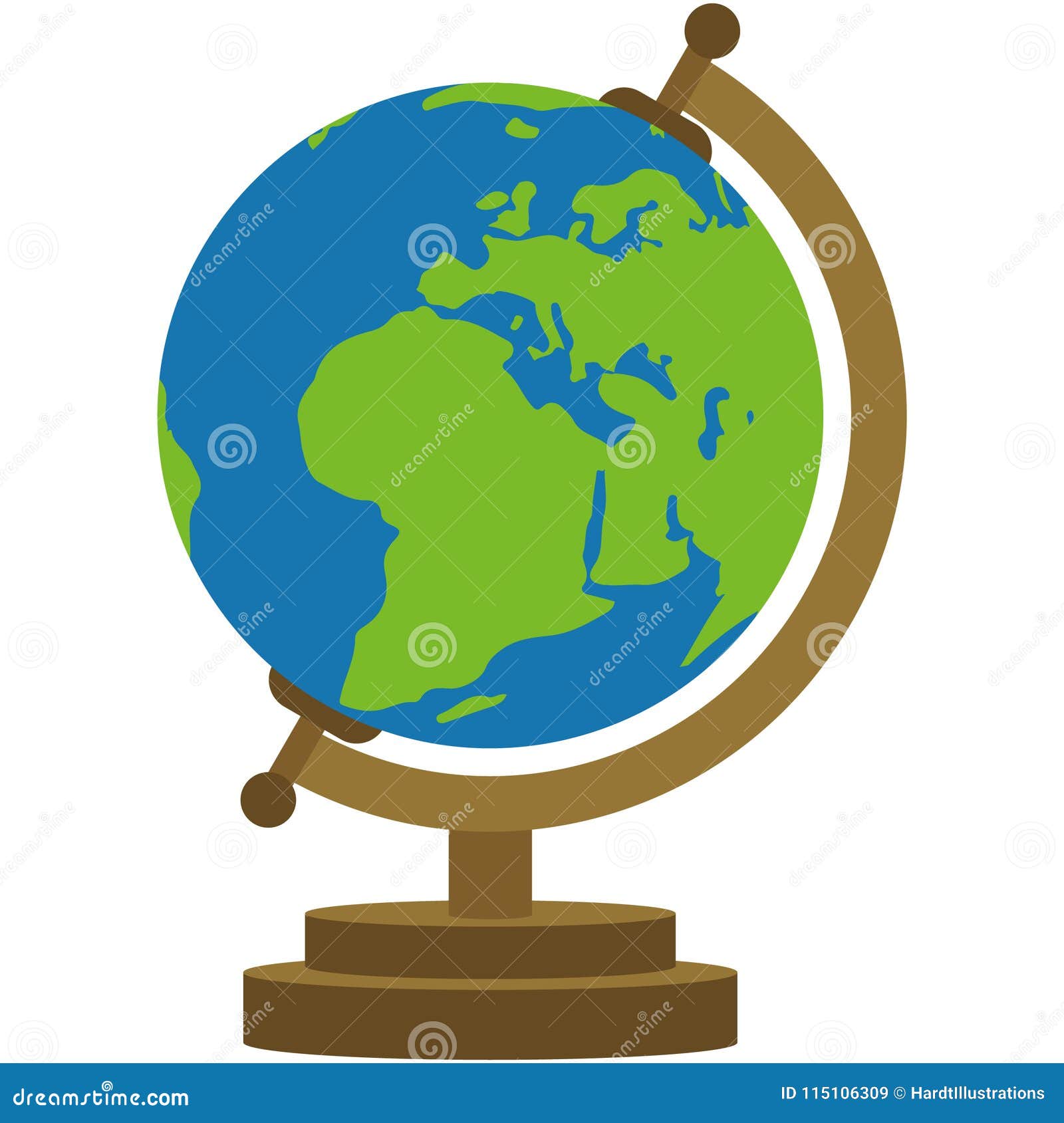 Bright World Globe on Stand Illustration Stock Vector - Illustration of ...