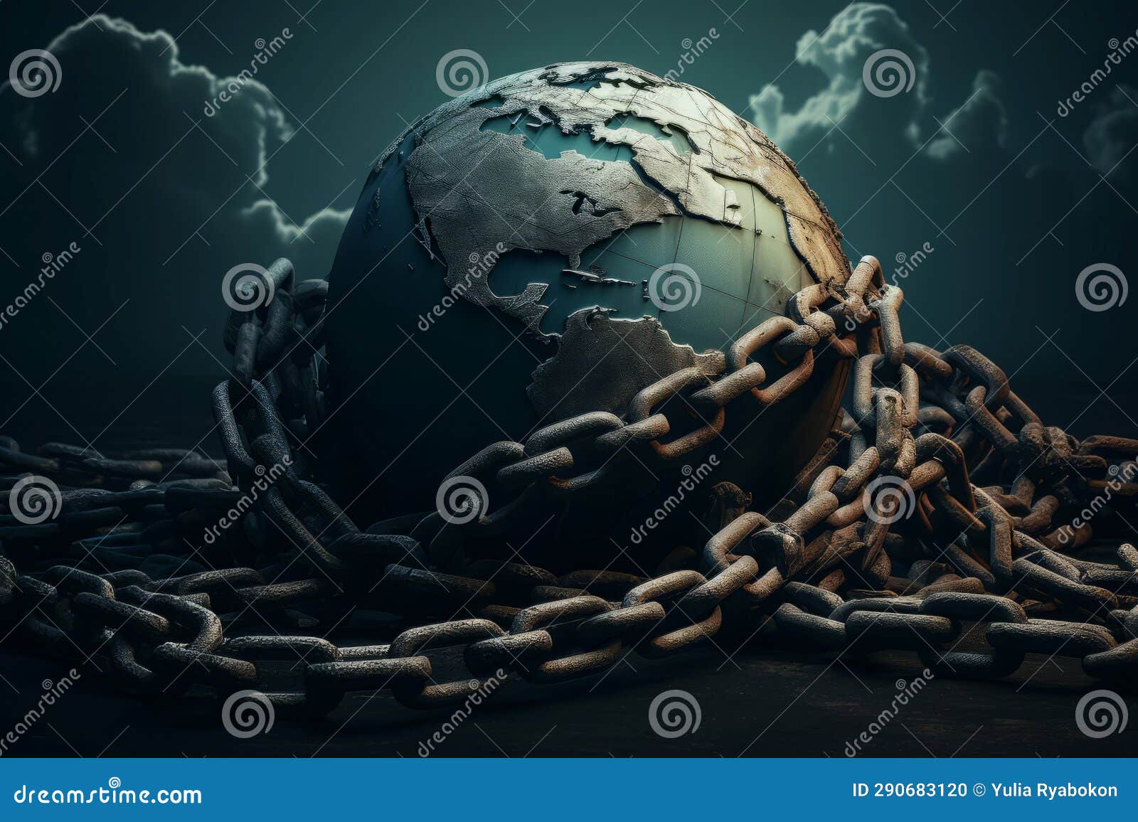 World Globe in Chain Clouds. Generate Ai Stock Photo - Image of jewelry ...