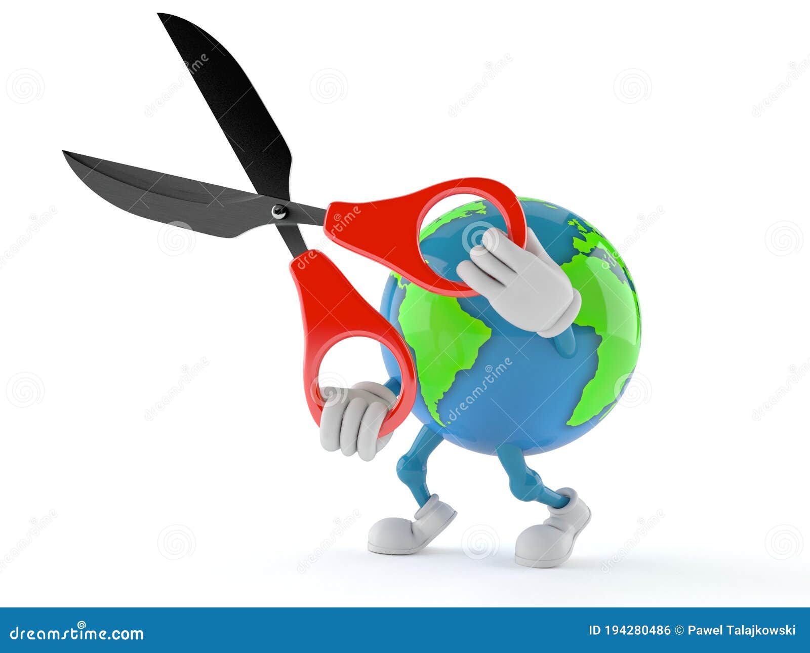 Scissors Cut Map World Template. Dashed Line Continents Of Planet Earth ...