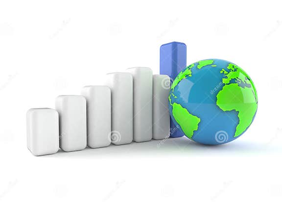 World globe with chart stock illustration. Illustration of white ...