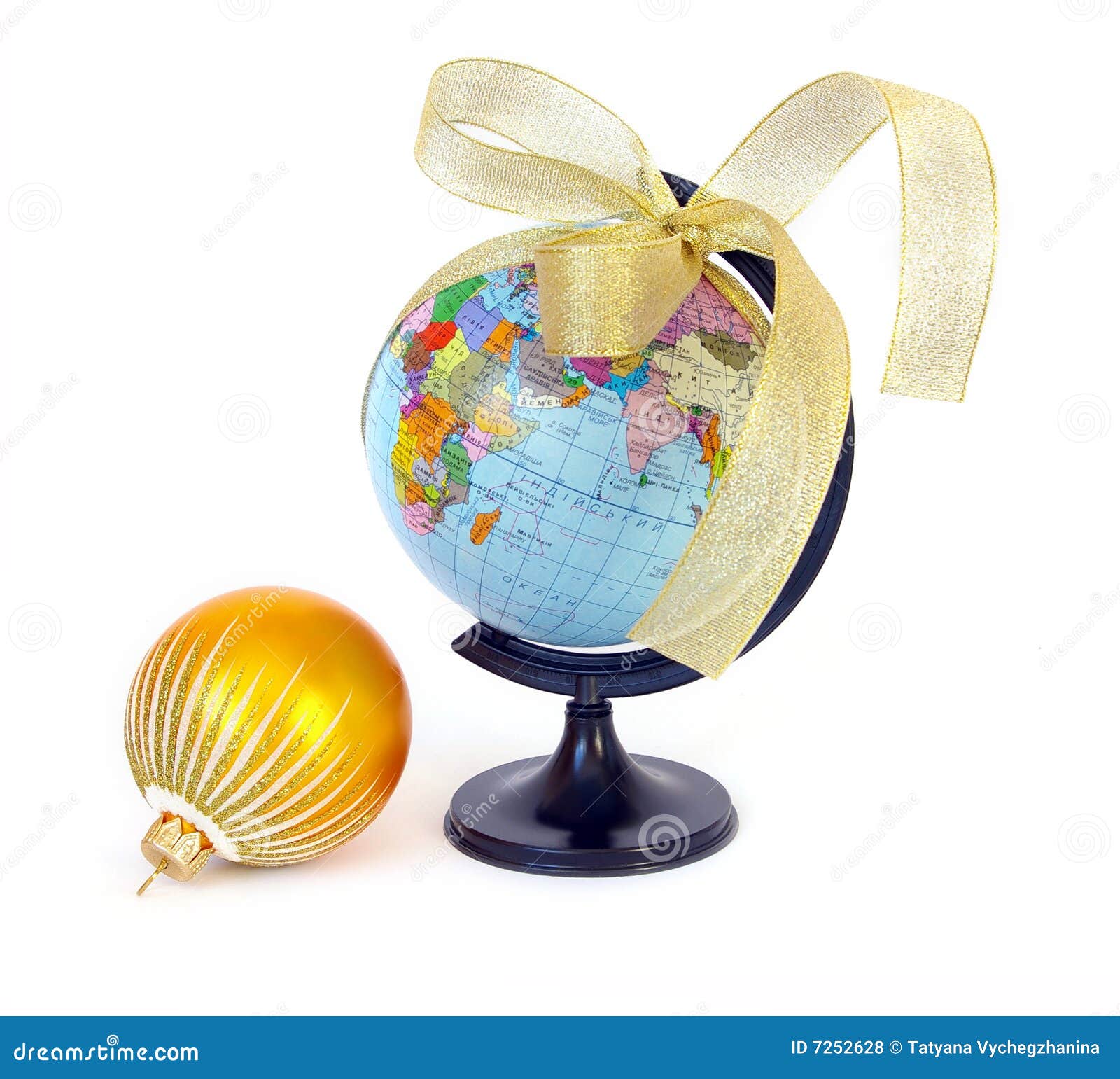 World Globe and Christmas Sphere Stock Photo - Image of ideas, isolated ...