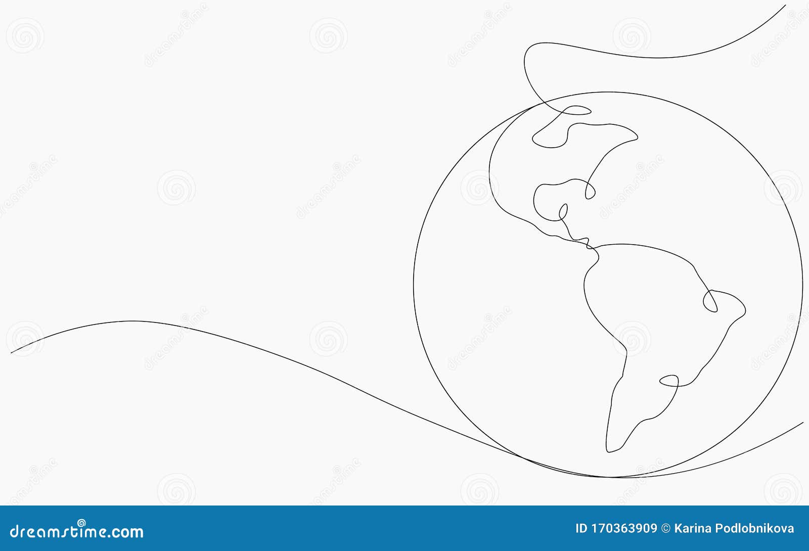 World Map Continuous Line Drawing. Hand Drawn Simple Stylized ...
