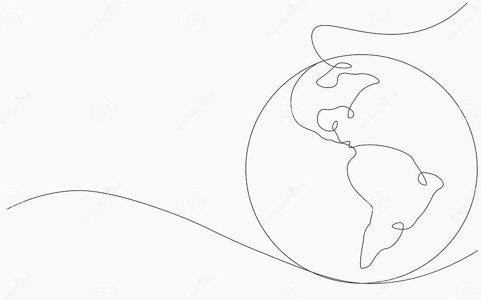 World Globe Continuous Line Drawing Vector Stock Vector - Illustration ...