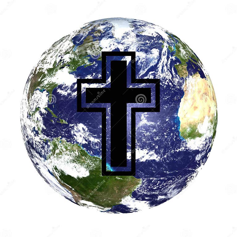 World globe and cross stock illustration. Illustration of black - 4073055