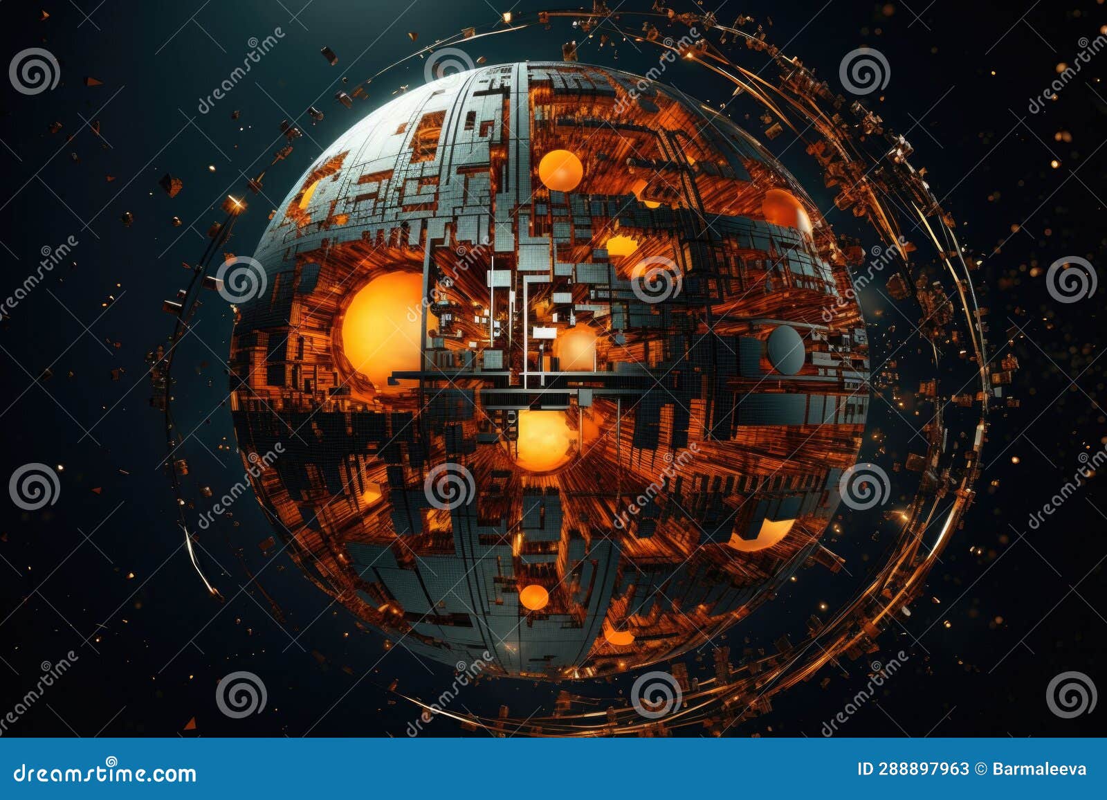 World Globe in Cyber World of Information. Future and Industry Concept ...