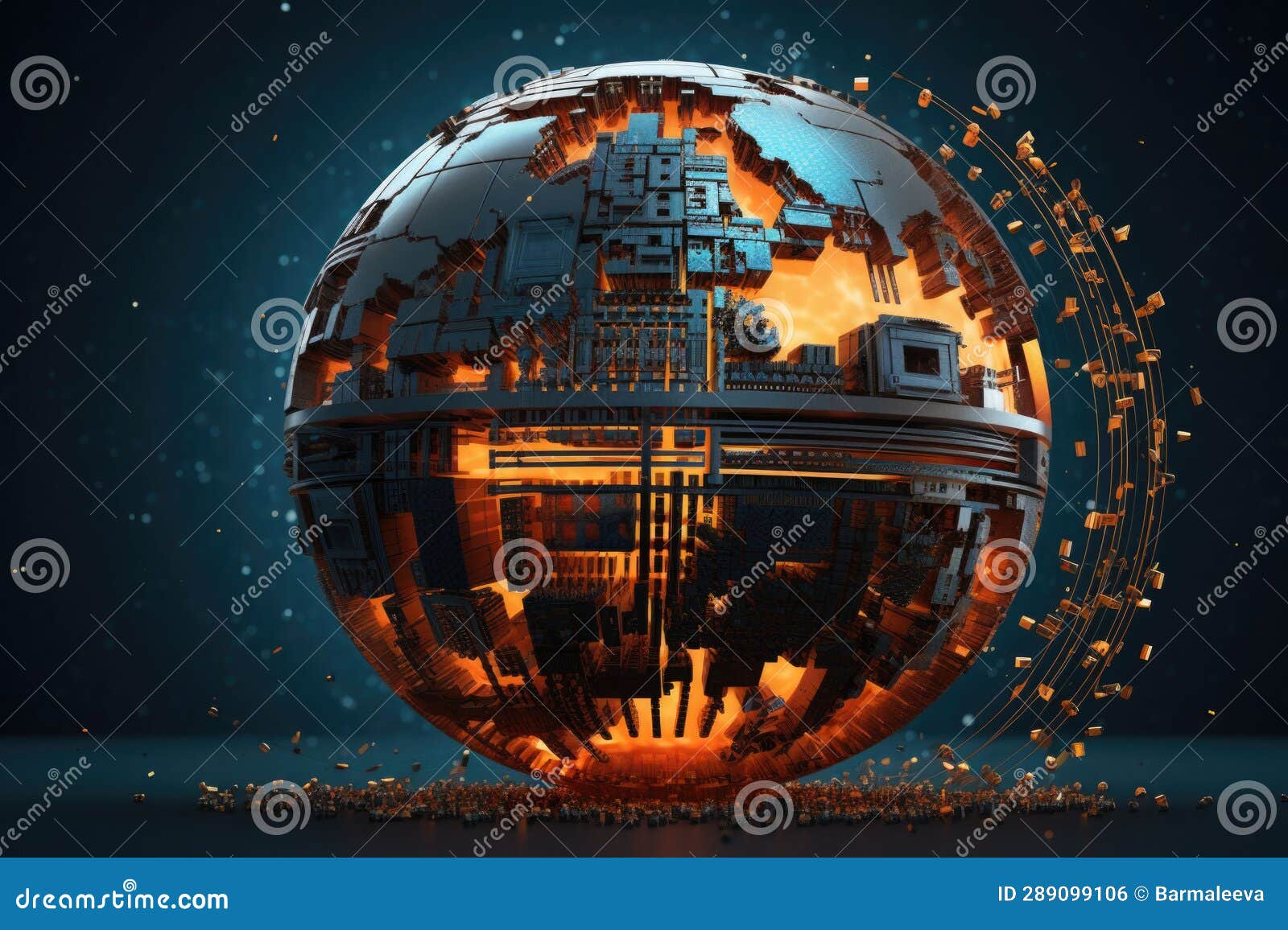 World Globe in Cyber World of Information. Future and Industry Concept ...