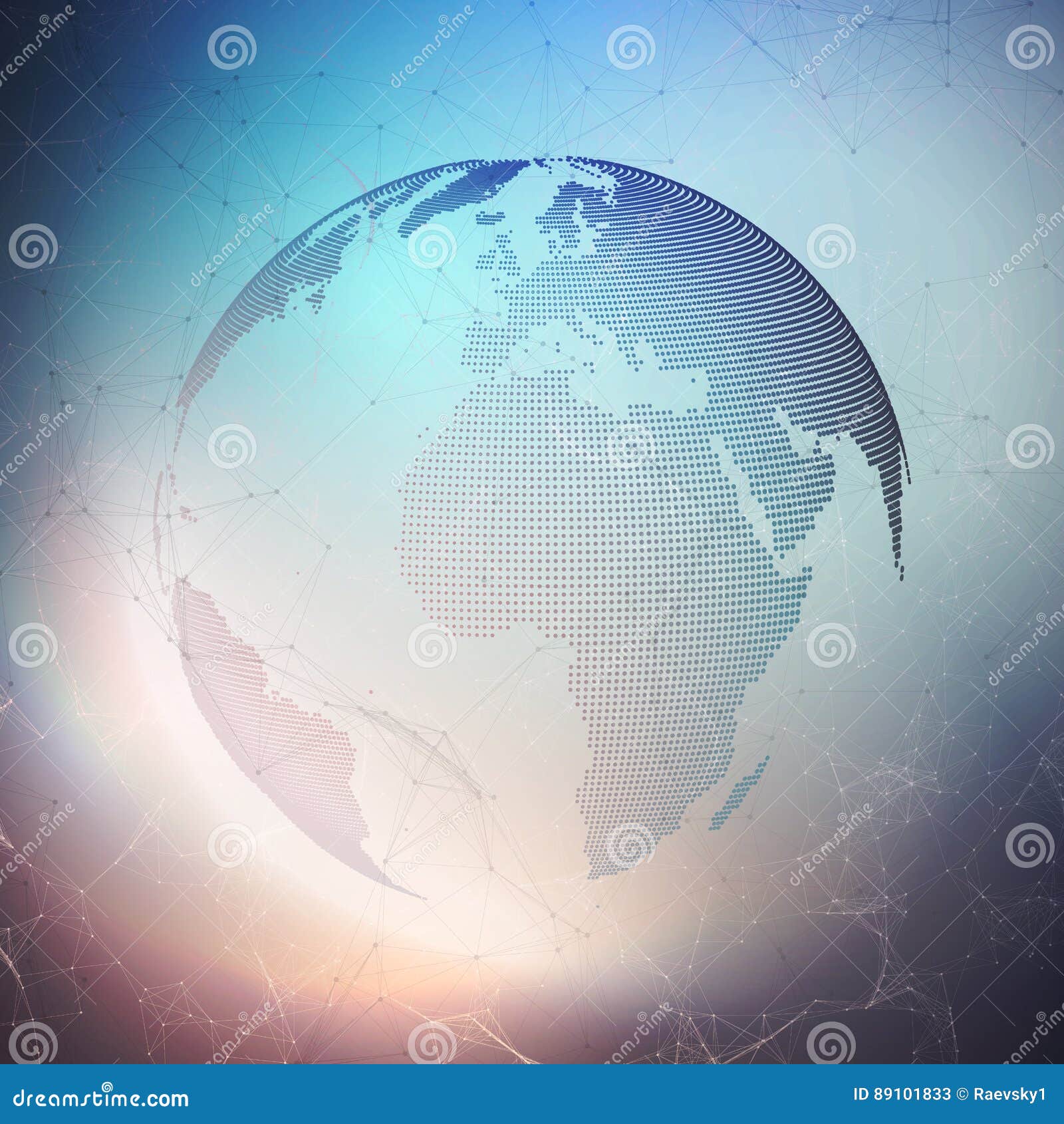 World Globe on Dark Background. Global Network Connections, Abstract ...