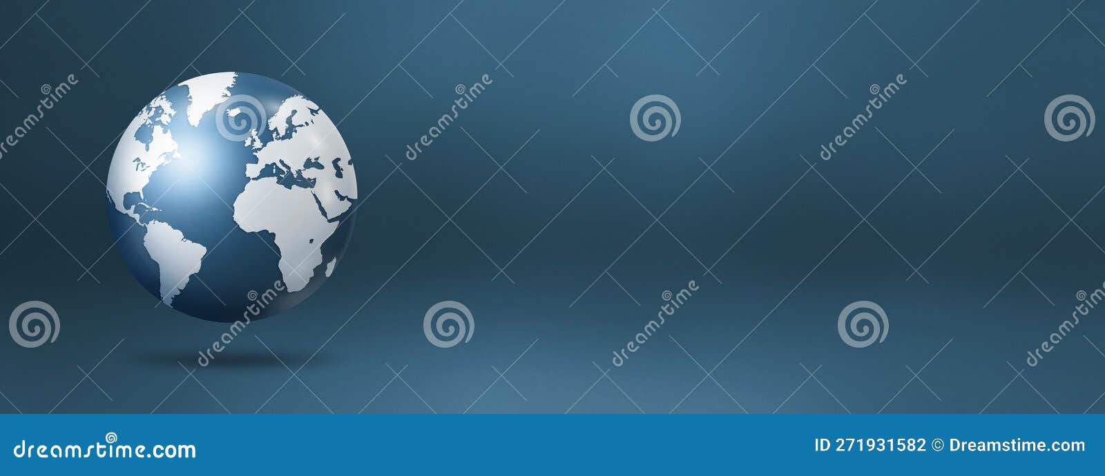 World Globe, Earth Map, Isolated on Blue. Banner Background Stock ...