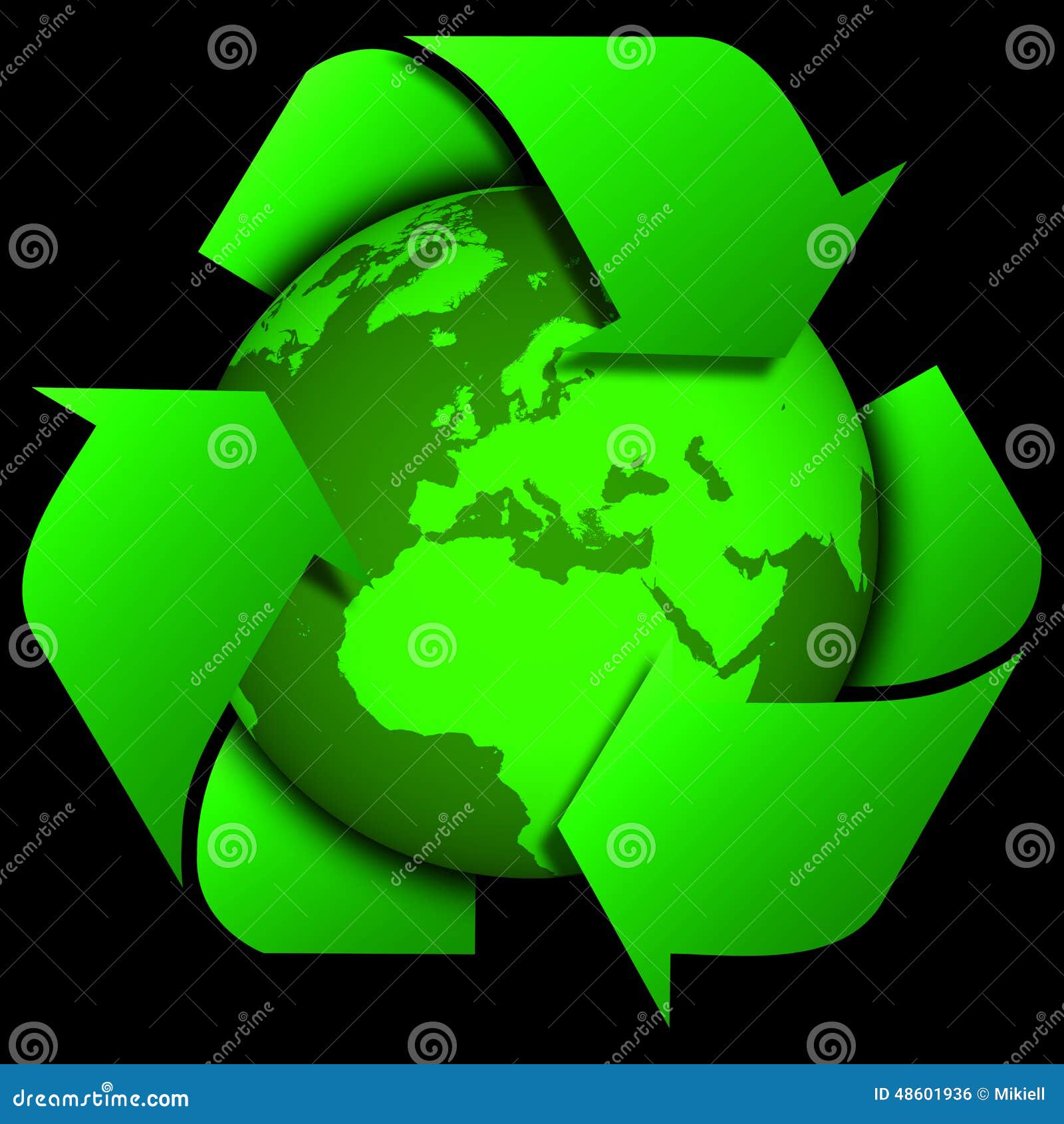 World Globe or Earth with Recycle Signs Stock Illustration ...