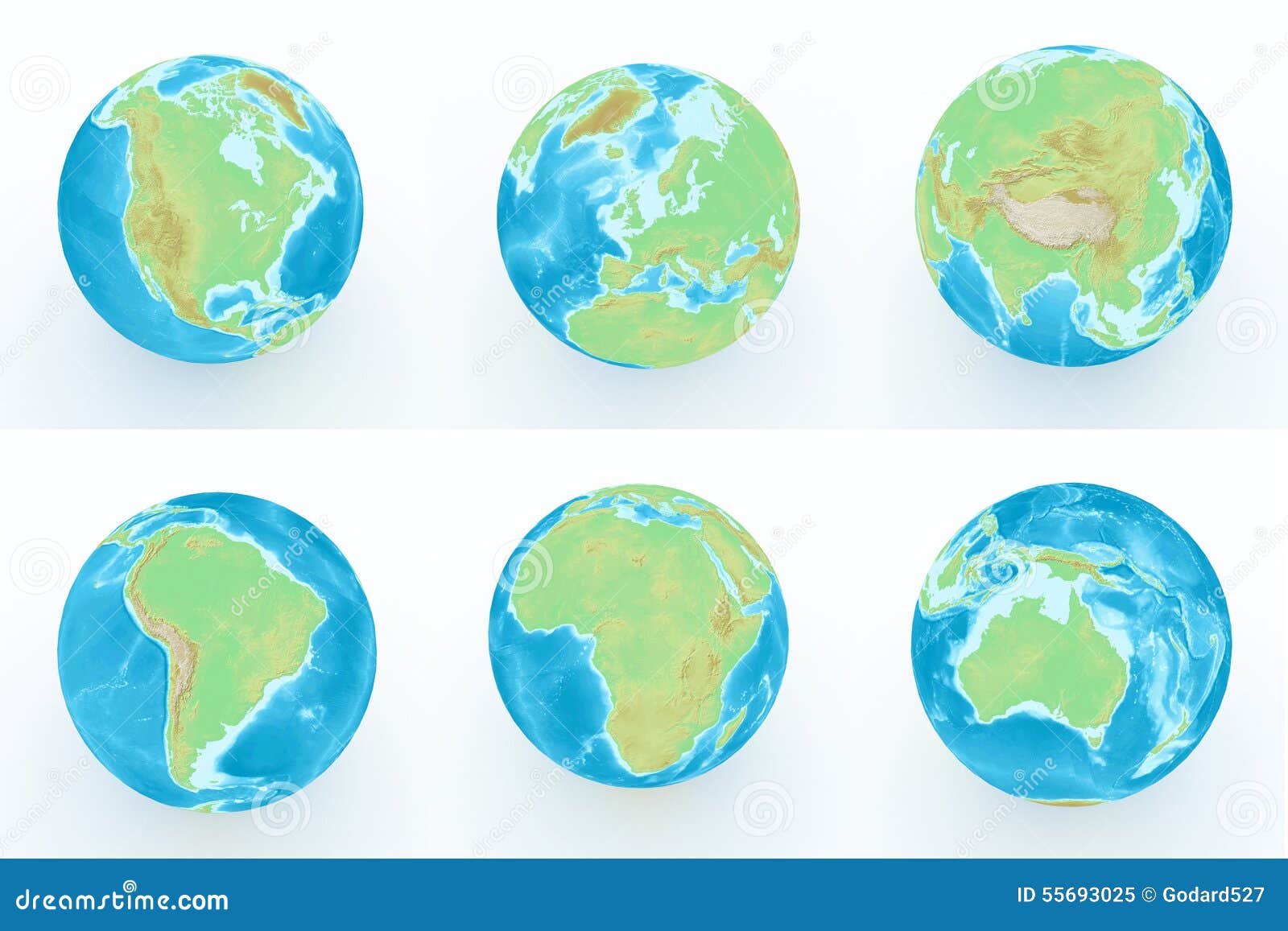 World Globe with Geographical Features Stock Illustration ...