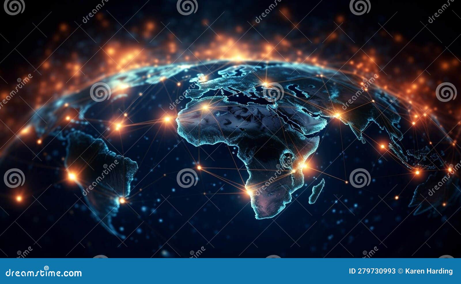 World Globe with Global Network Design Stock Illustration ...