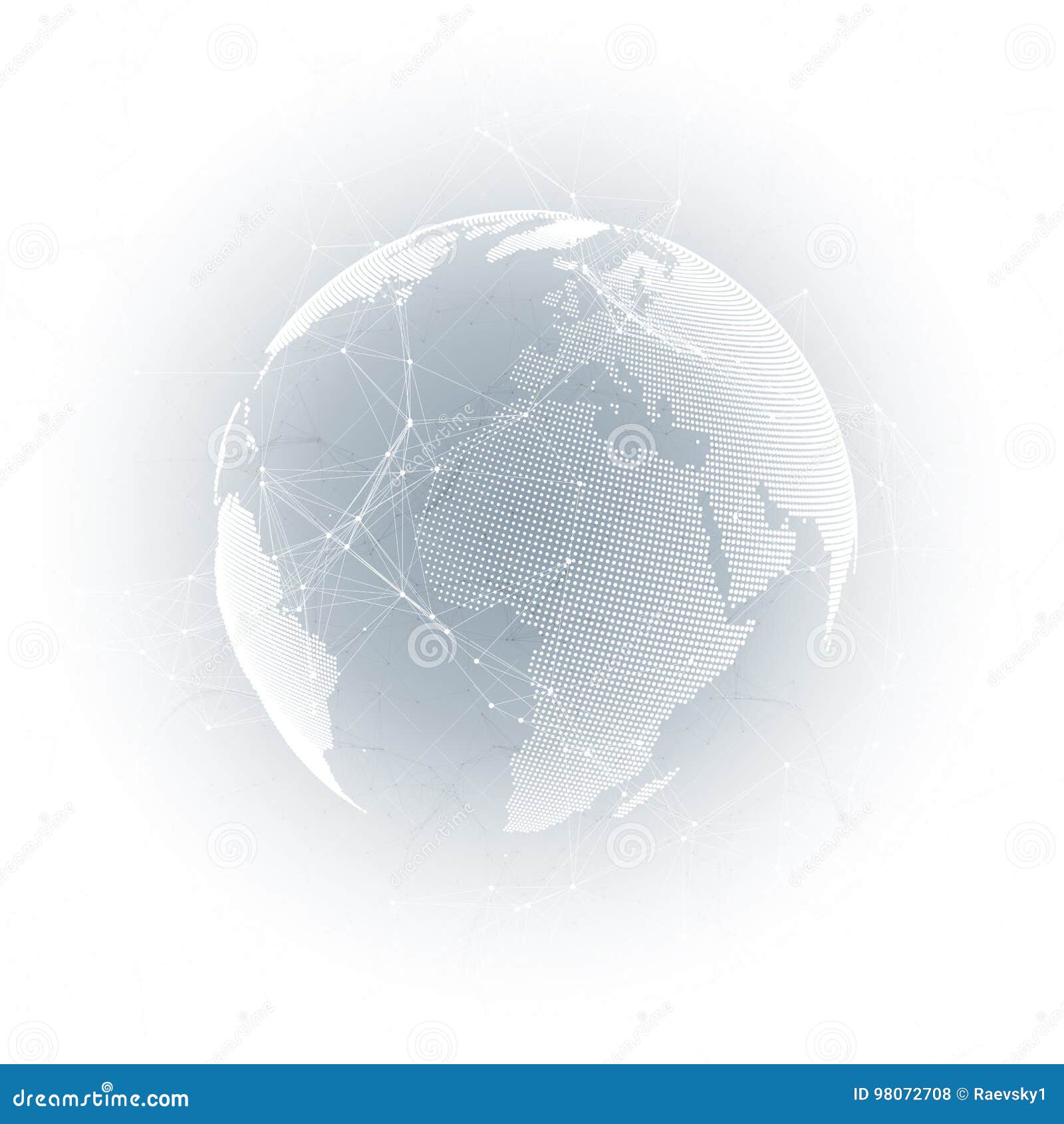 World Globe on Gray Background. Global Network Connections, Abstract ...