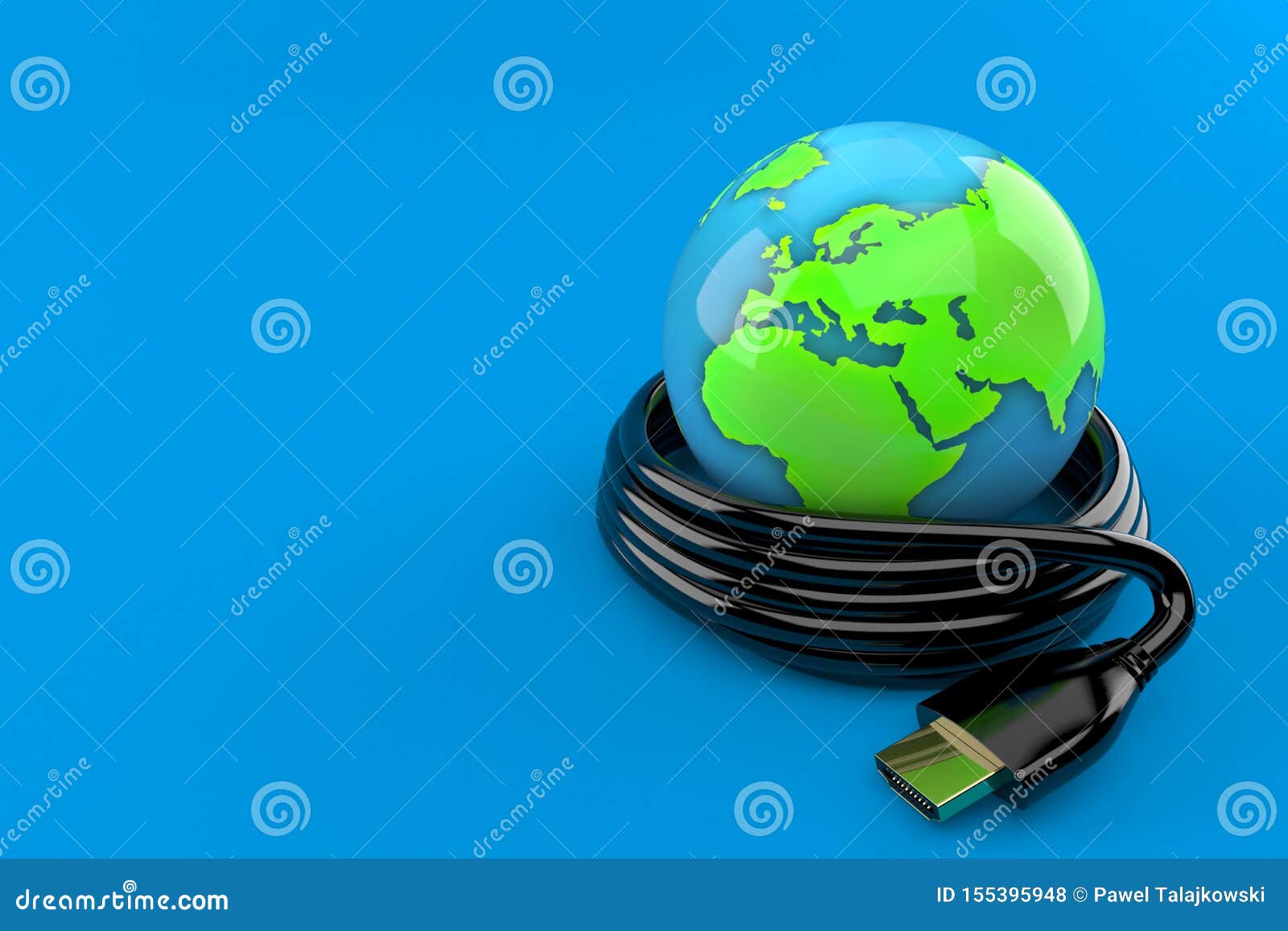 World Globe with Hdmi Cable Stock Illustration - Illustration of cord ...