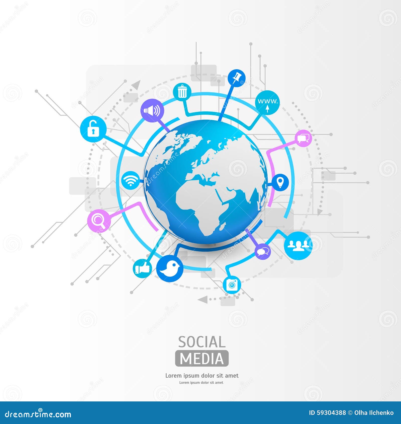 World Globe with Icon App. Vector Illustration Stock Illustration ...