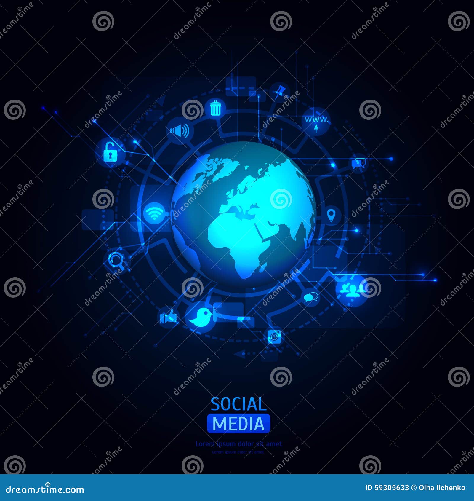 World Globe with Icon App. Vector Illustration Stock Illustration ...