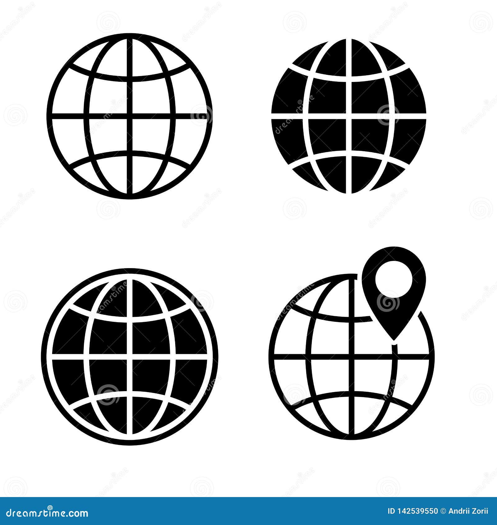 World Globe Icon. Globes - Vector Black Icons Set Stock Illustration - Illustration of ...