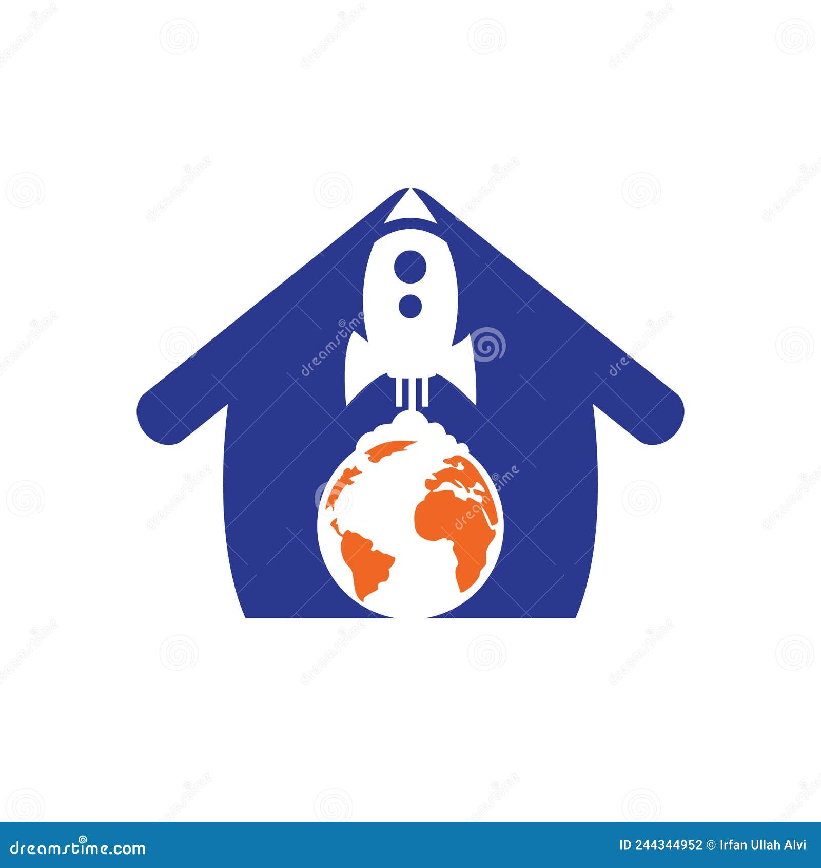 Globe Rocket Vector Logo Design Template. Fast Connect Logo Concept ...