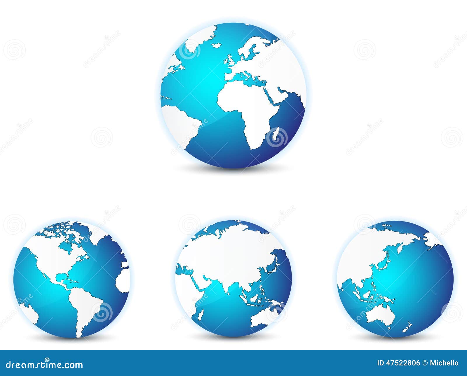 World Globe Icons Set, with Different Continents in Focus. Stock Vector ...