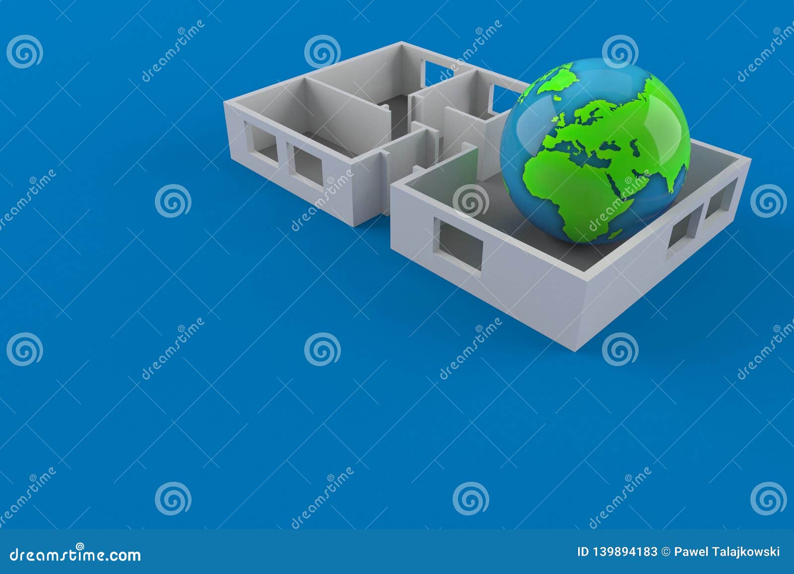 World Globe Inside House Plan Stock Illustration - Illustration of ...