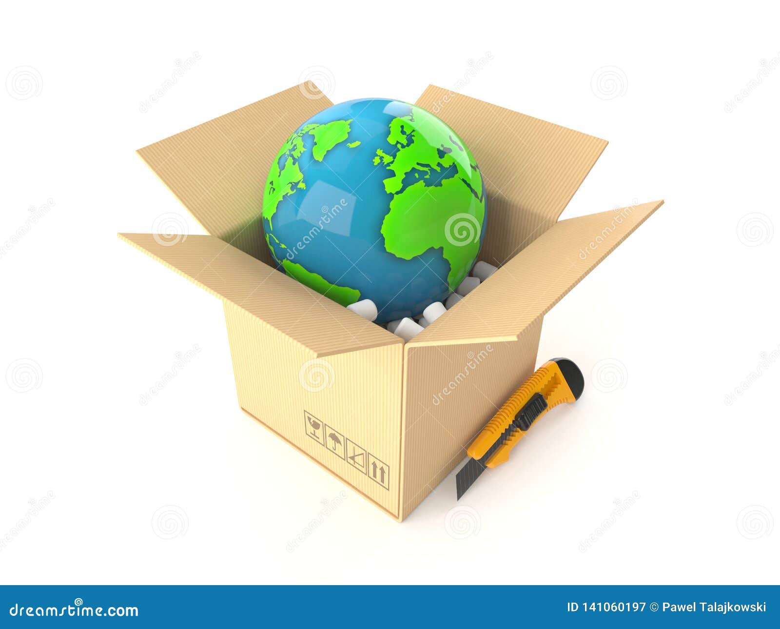 World globe inside package stock illustration. Illustration of ...