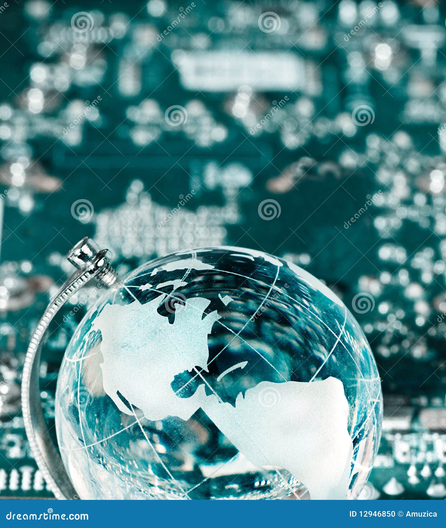 World Globe with Integrated Technology Elements Stock Photo - Image of ...