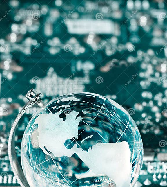World Globe with Integrated Technology Elements Stock Photo - Image of ...