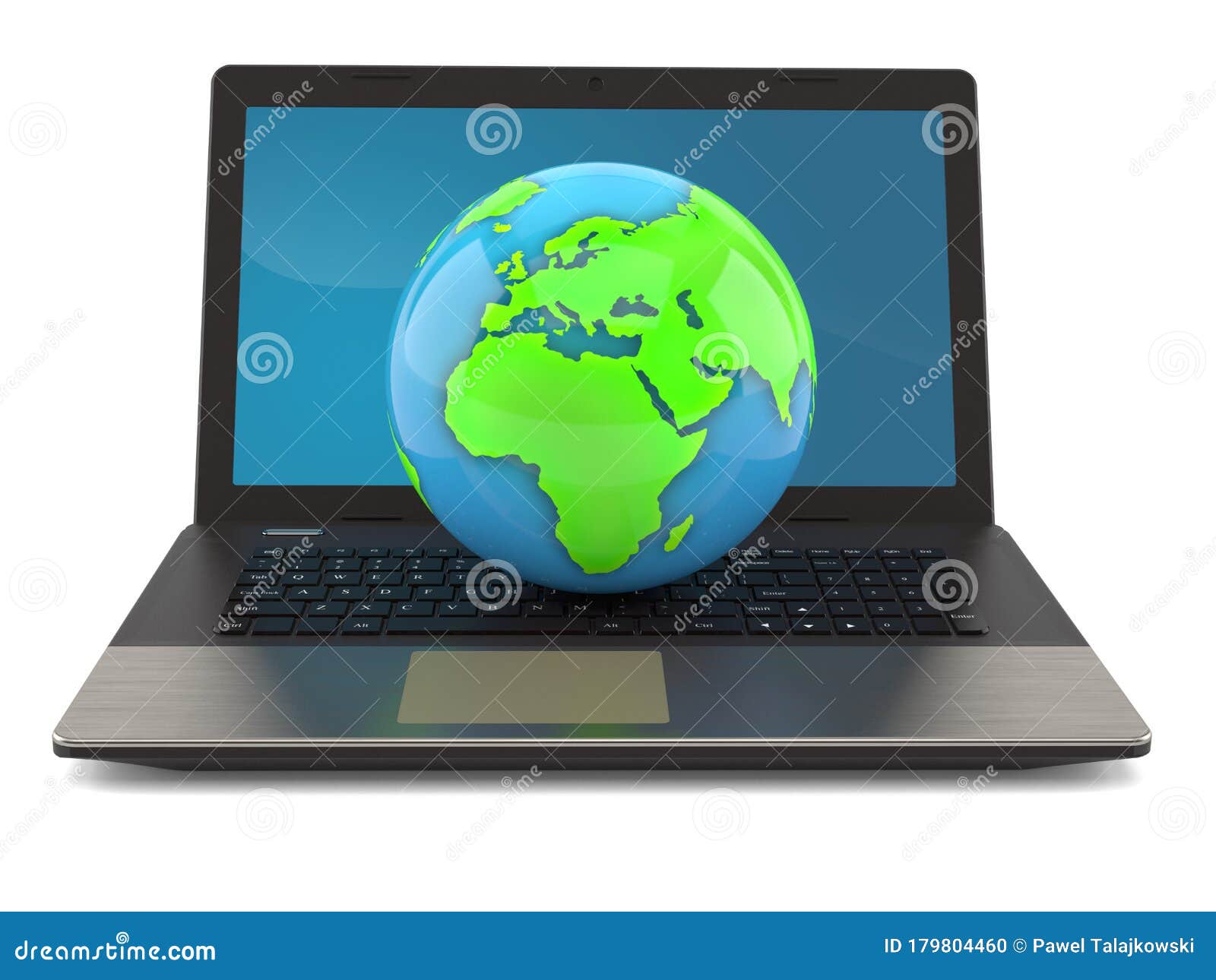World globe with laptop stock illustration. Illustration of white ...