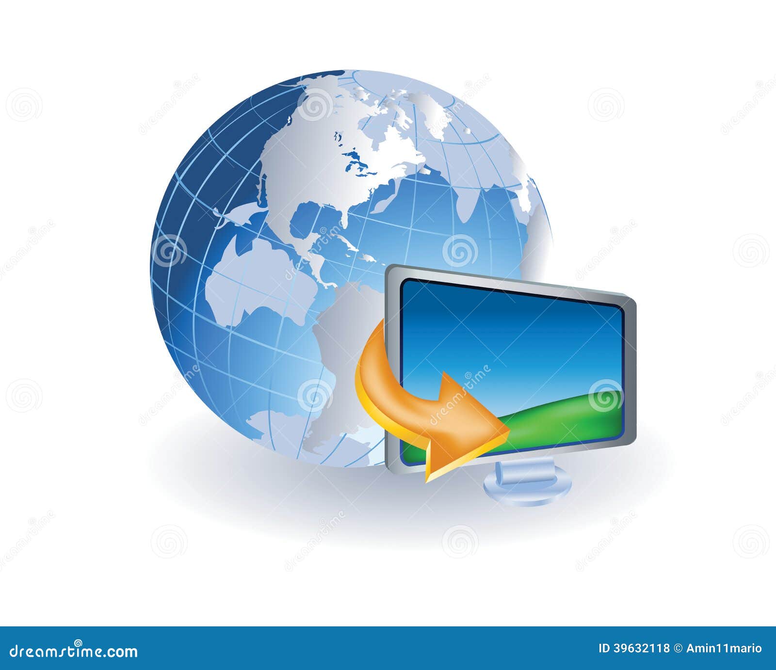 World Globe with Lcd Monitor Stock Illustration - Illustration of ...