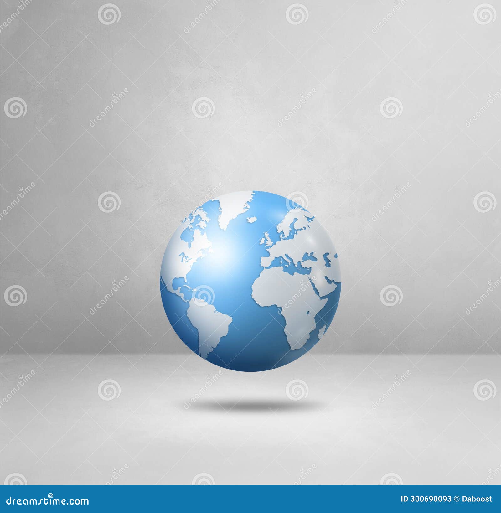 World Globe, Light Blue Earth Map, Isolated on White. Square Background ...