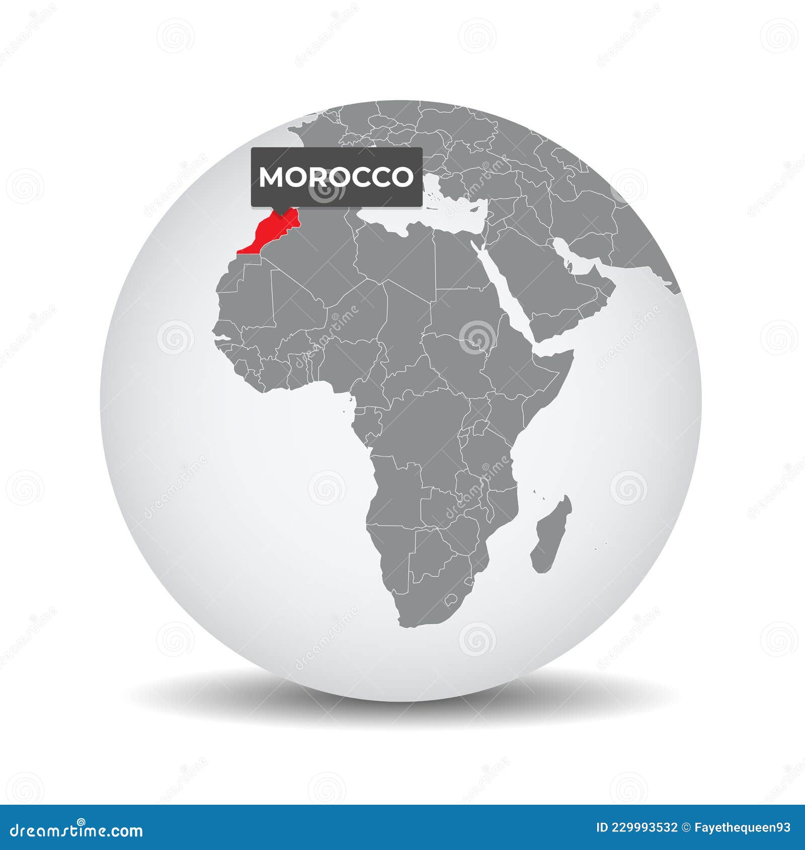 World Globe Map with the Identication of Morocco. Stock Vector ...