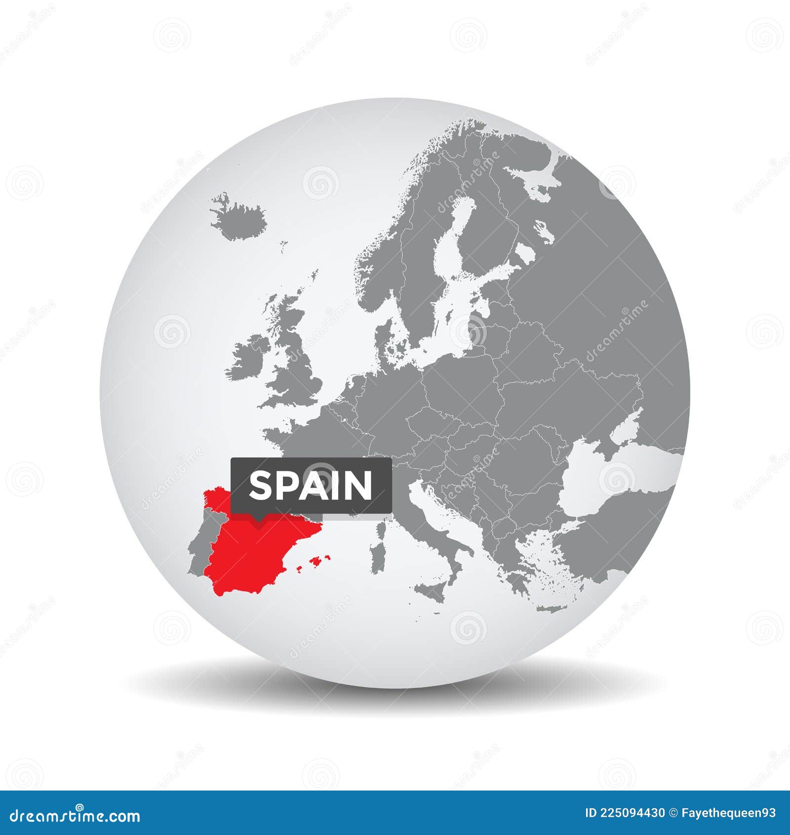 World Globe Map with the Identication of Spain. Stock Vector ...