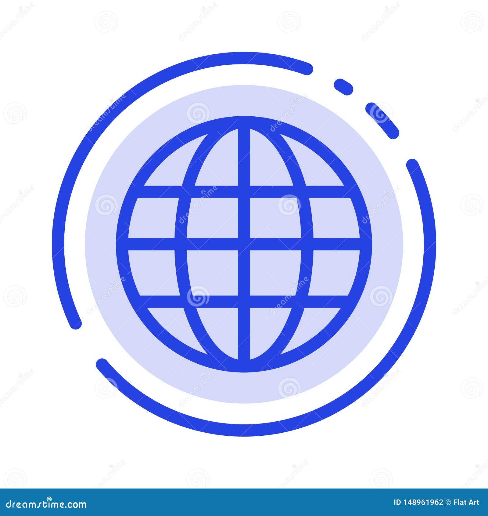 World, Globe, Map, Internet Blue Dotted Line Line Icon Stock Vector ...