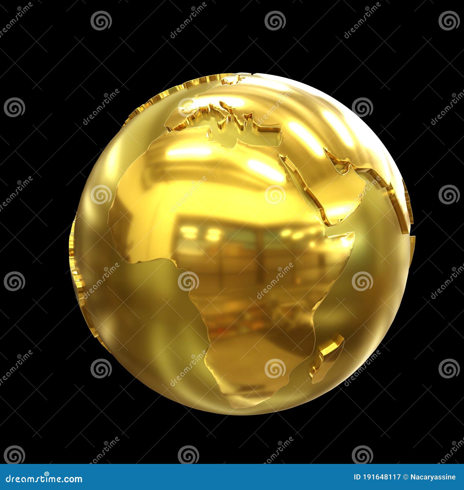 World Globe Maps Gold 3D Rendering Stock Illustration - Illustration of ...