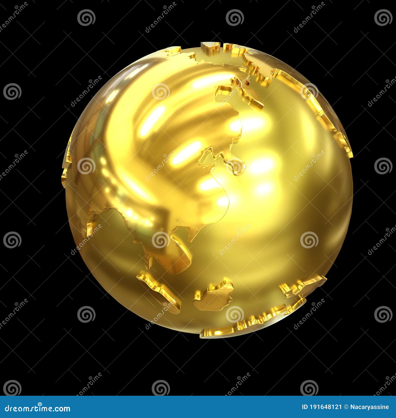 World Globe Maps Gold 3D Rendering Stock Illustration - Illustration of ...