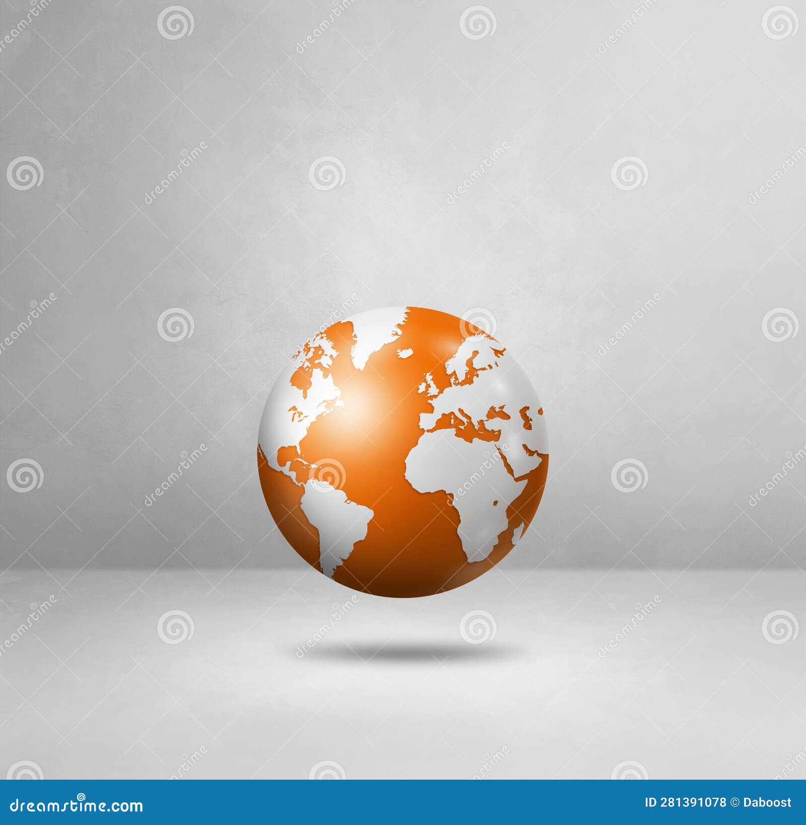Orange Earth Globe With Mail And E-mail Icon Isolated On Purple ...