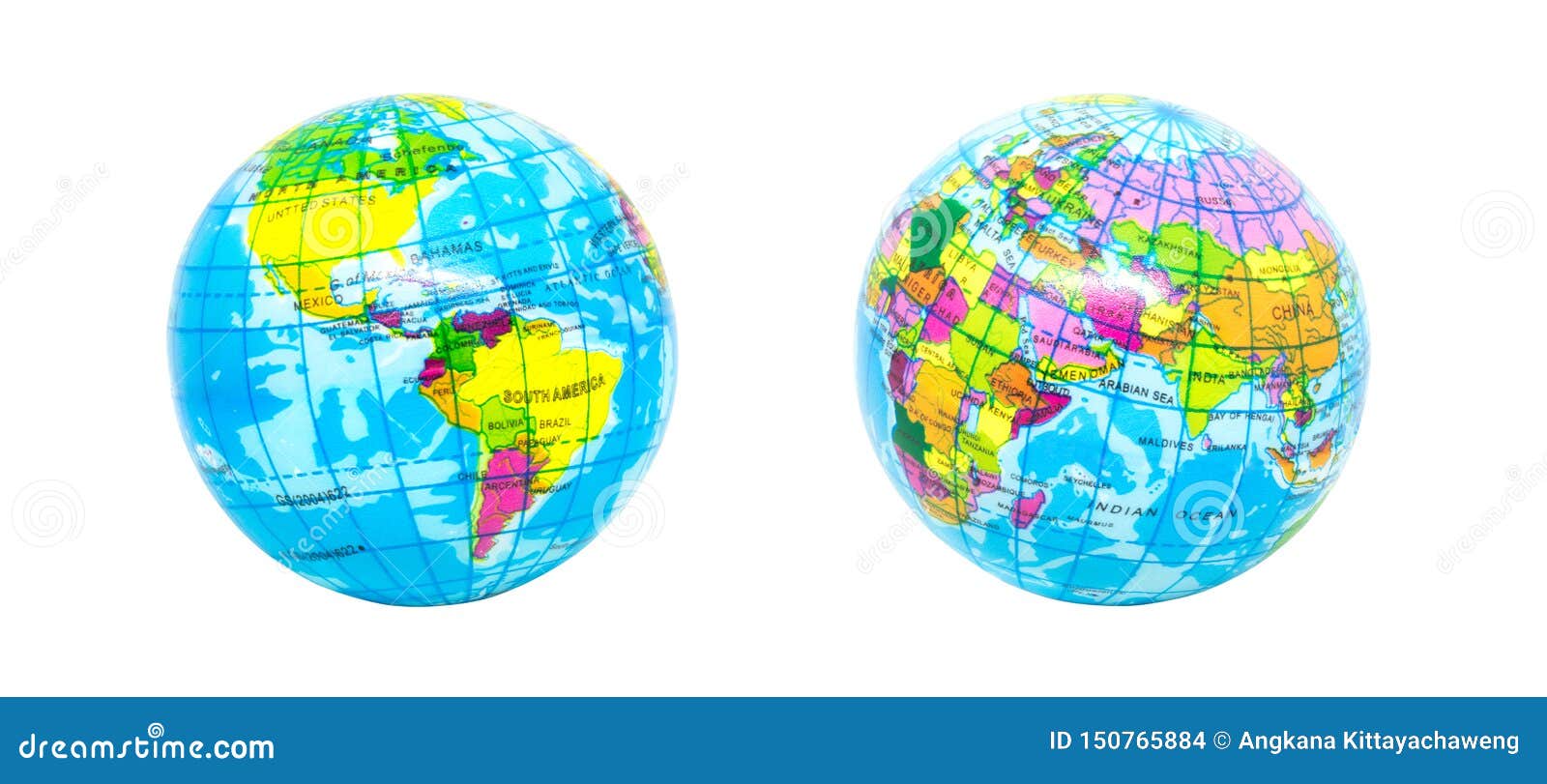 World Globe or Orb Model Toys Isolated on White Background. Stock Photo ...