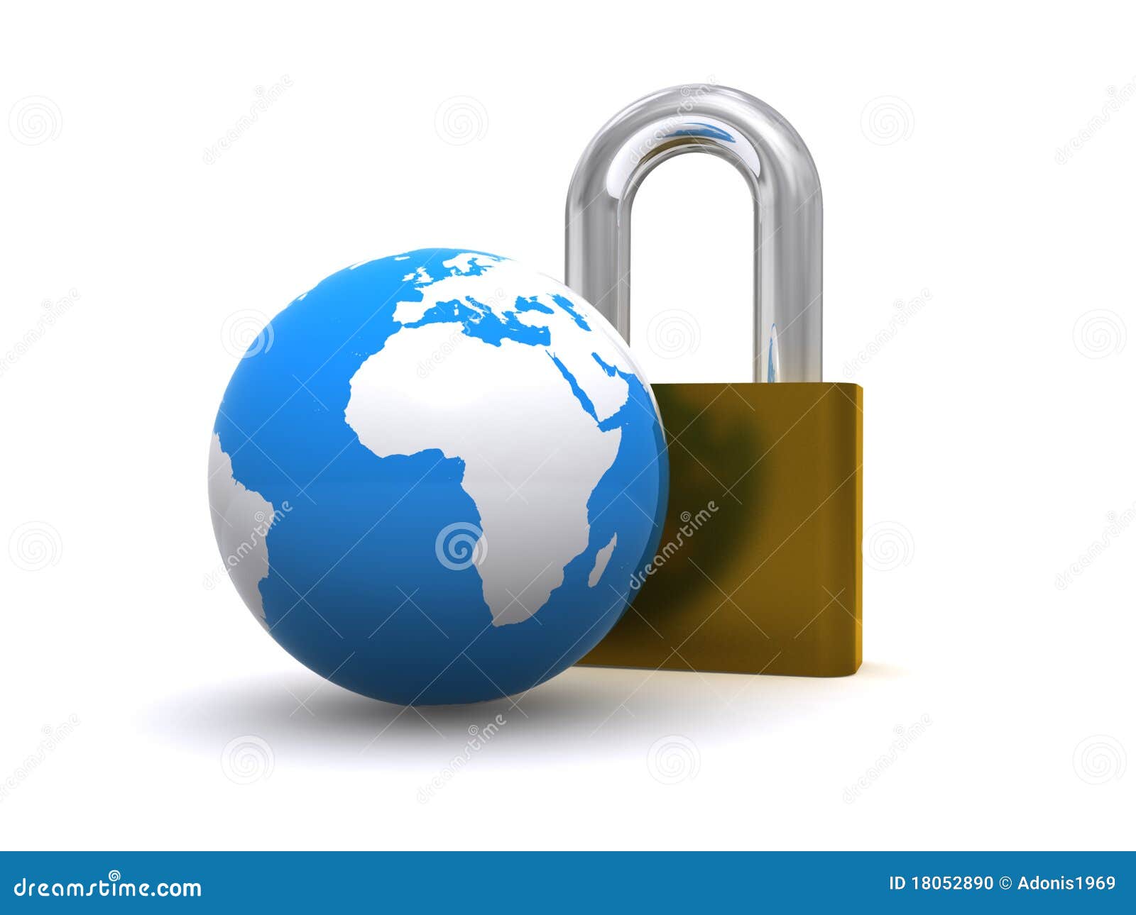 World globe and padlock stock illustration. Illustration of dimensional ...