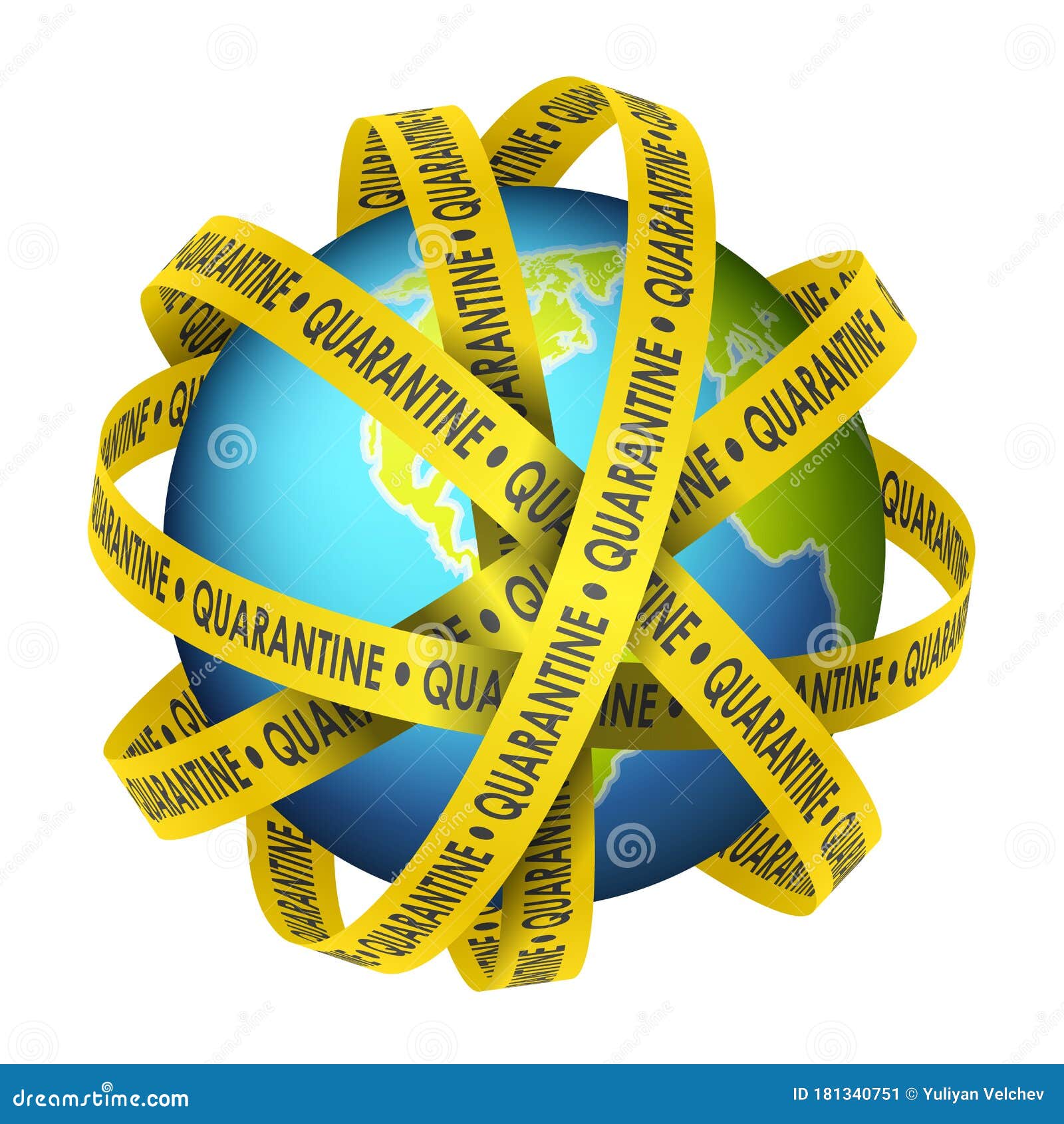 World Globe in Quarantine Tapes Stock Vector - Illustration of pandemic ...