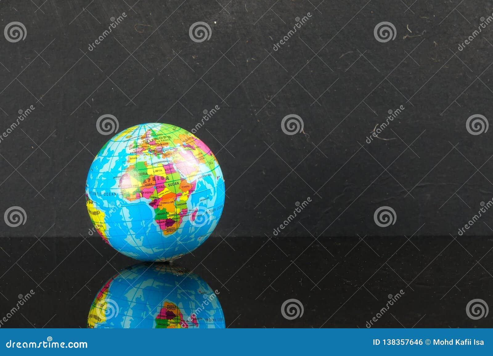 World Globe with Reflection on Black. Stock Photo - Image of balance ...