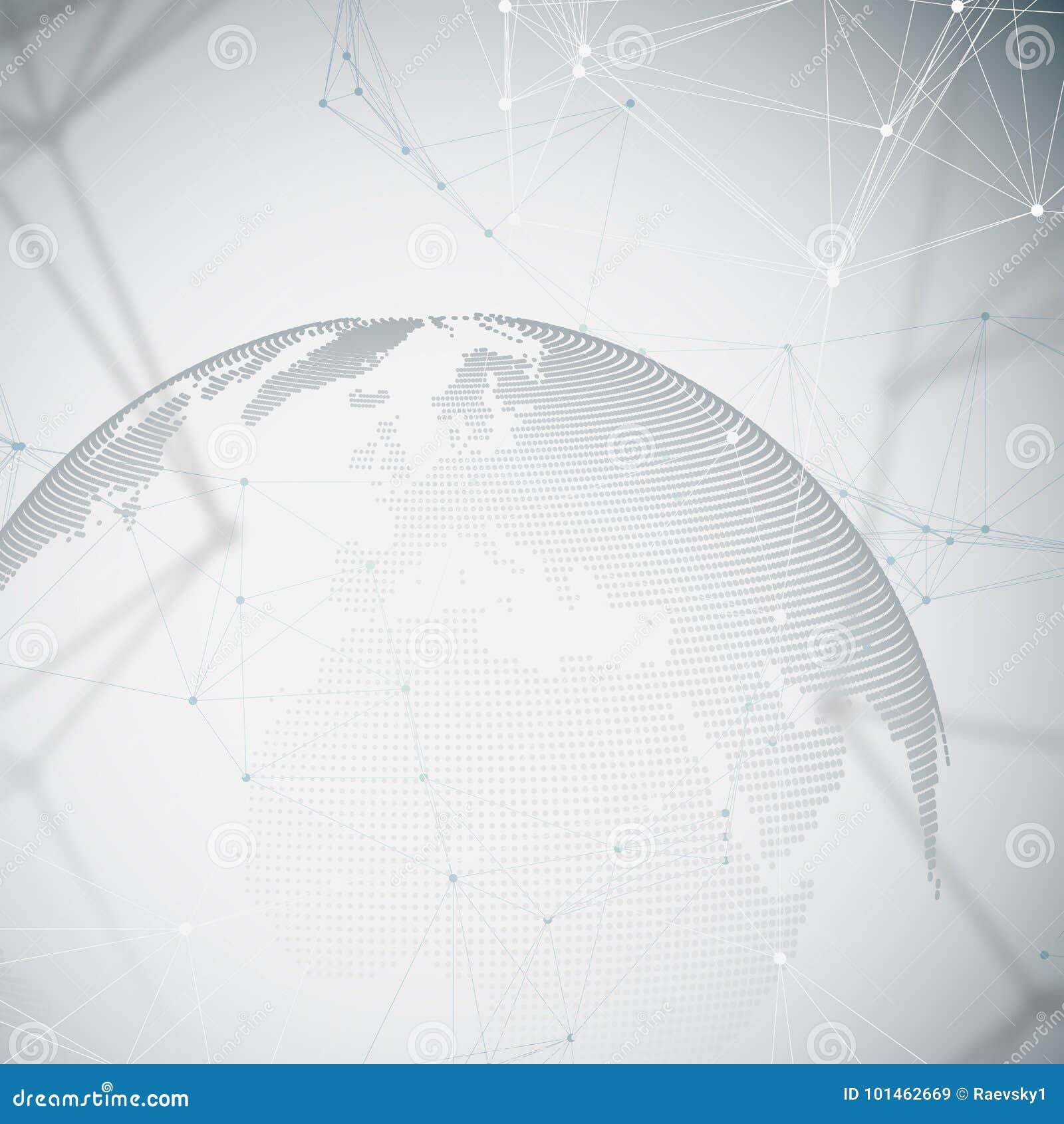 World Globe with Shadow on Gray. Abstract Global Network Connections ...