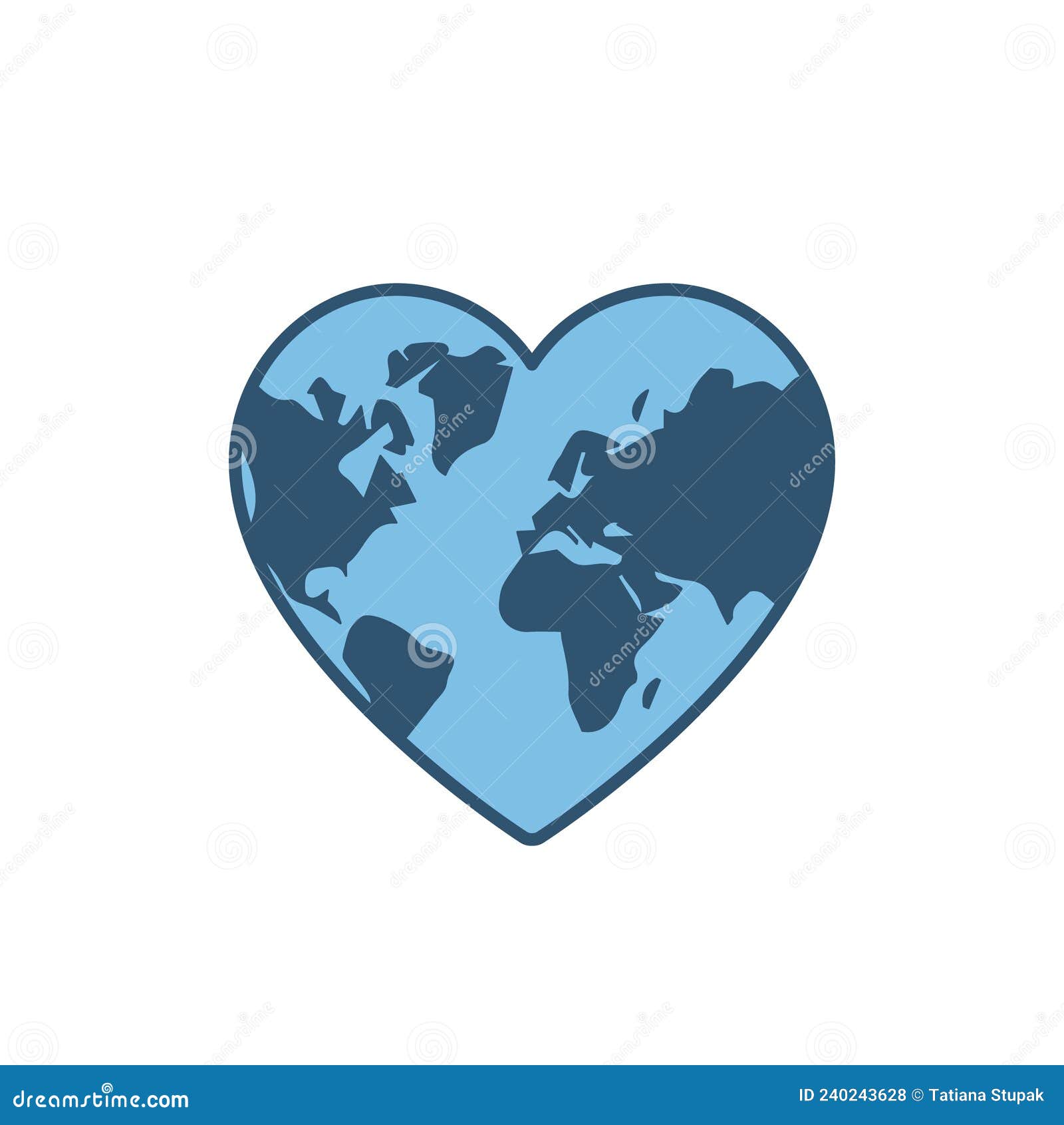 World Globe in the Shape of a Heart Icon. Vector Isolated Illustration ...